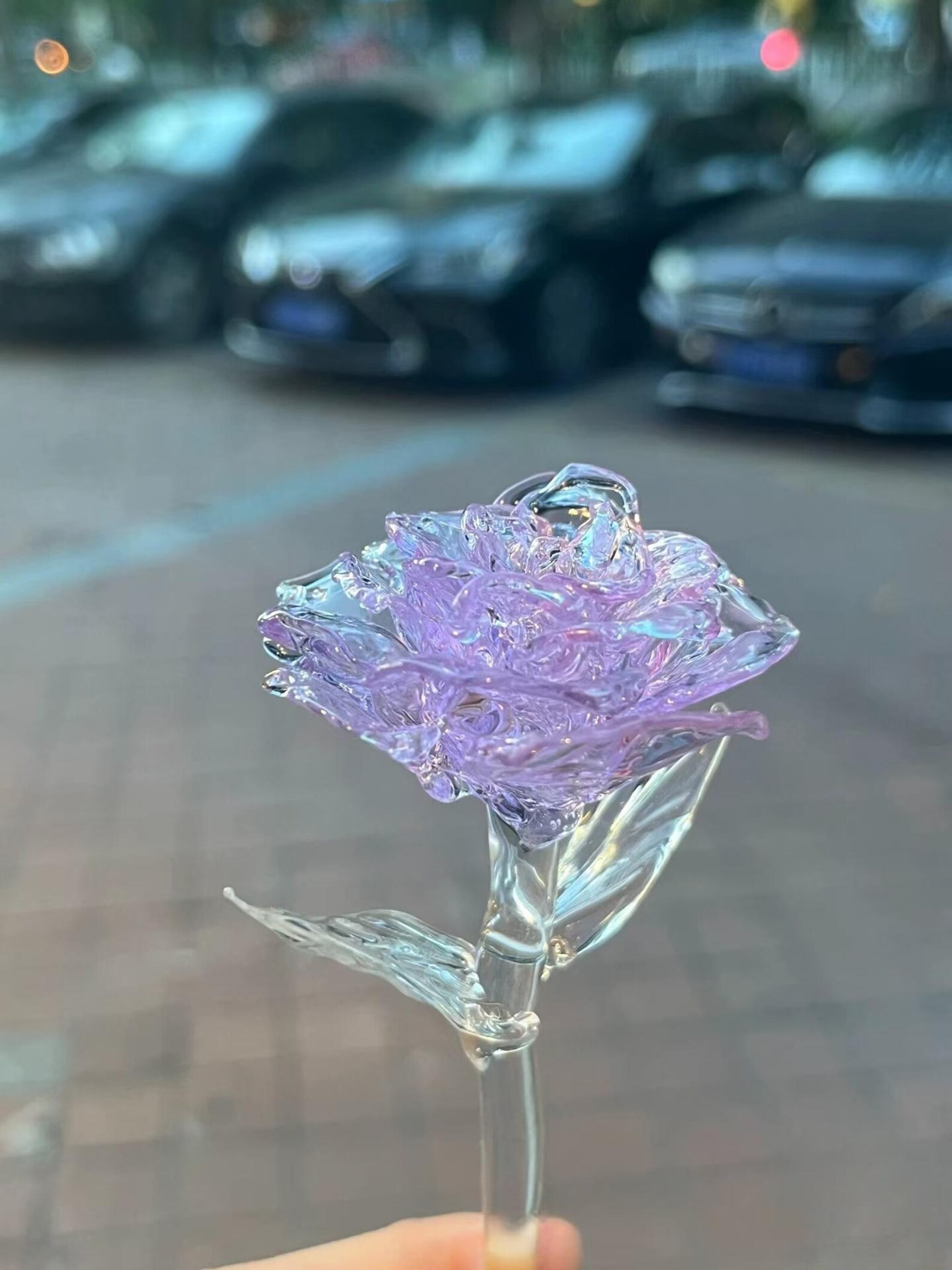 One-of-a-kind Handmade Light Purple Glass Rose, Handmade Blown Glass ...