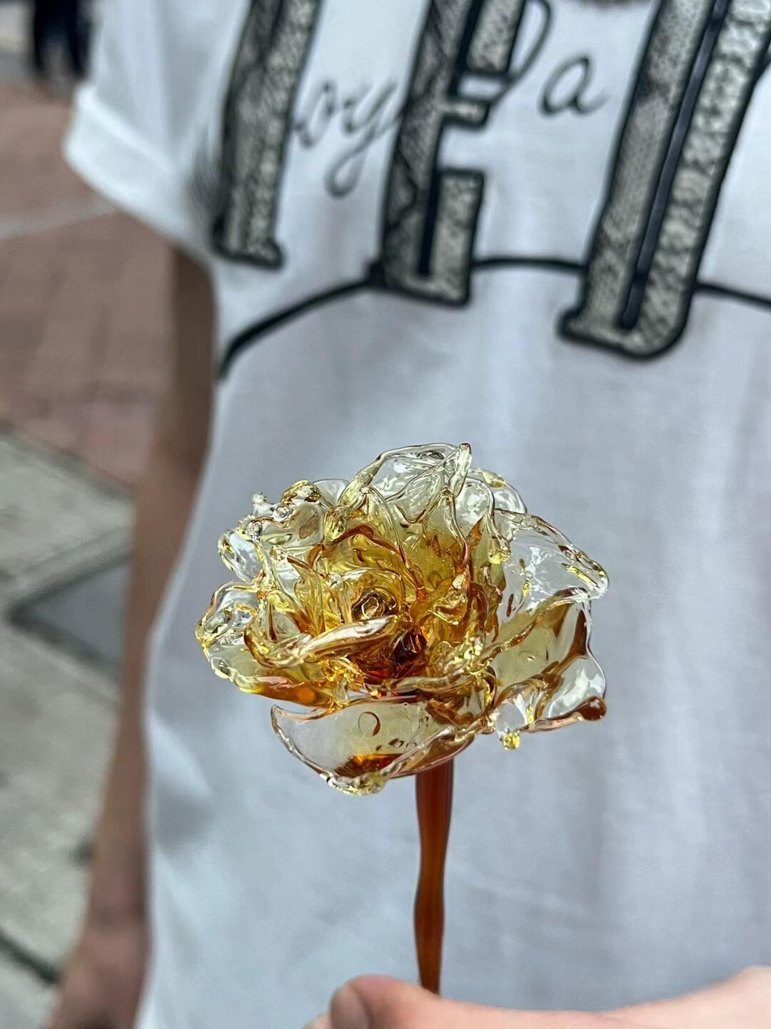 Gorgeous One-of-a-kind Handmade Caramel Glass Rose, Handmade Blown ...