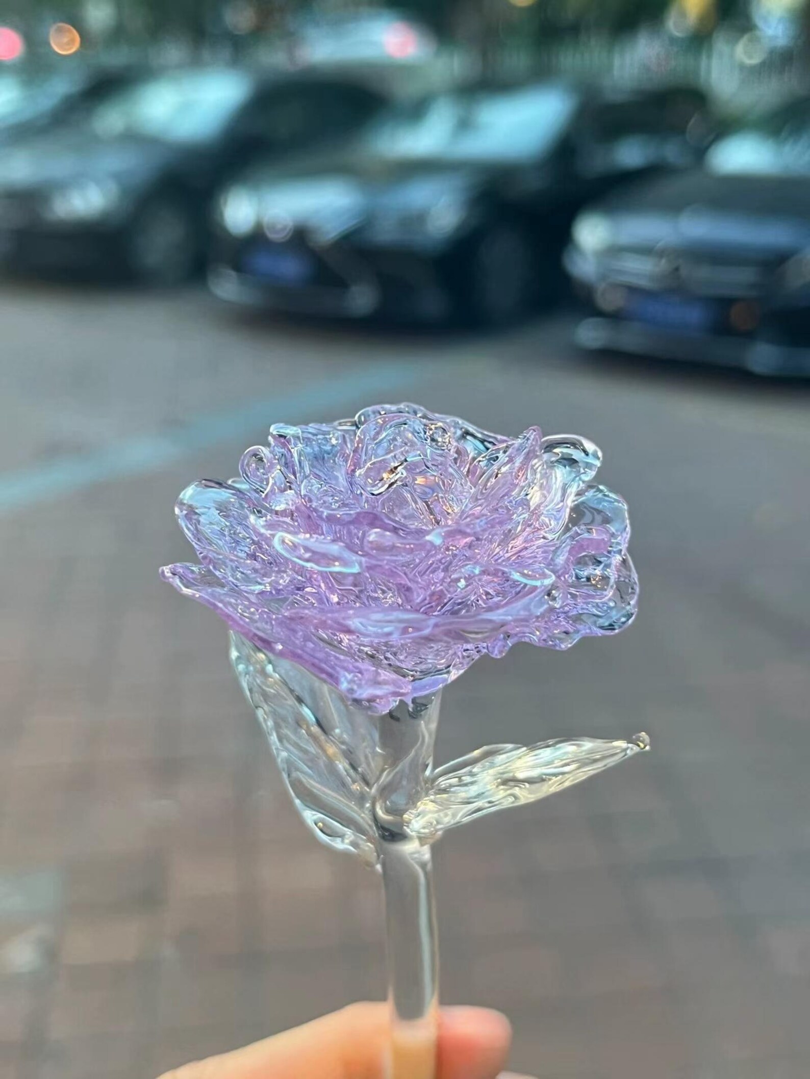 One-of-a-kind Handmade Light Purple Glass Rose, Handmade Blown Glass ...