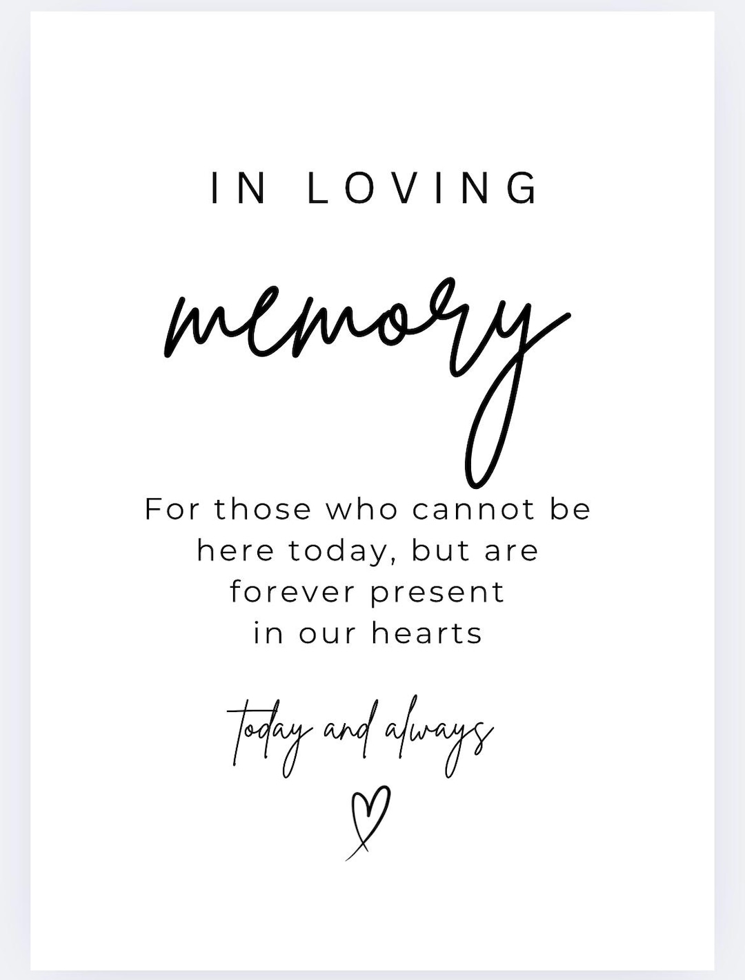 Wedding in Loving Memory Sign - Etsy