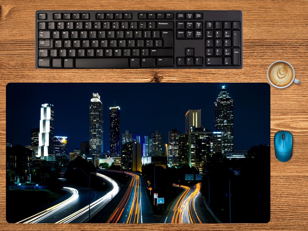 Desk Mat, Night Cityscape Desk Pad, Urban Skyline Mouse Pad, Office ...