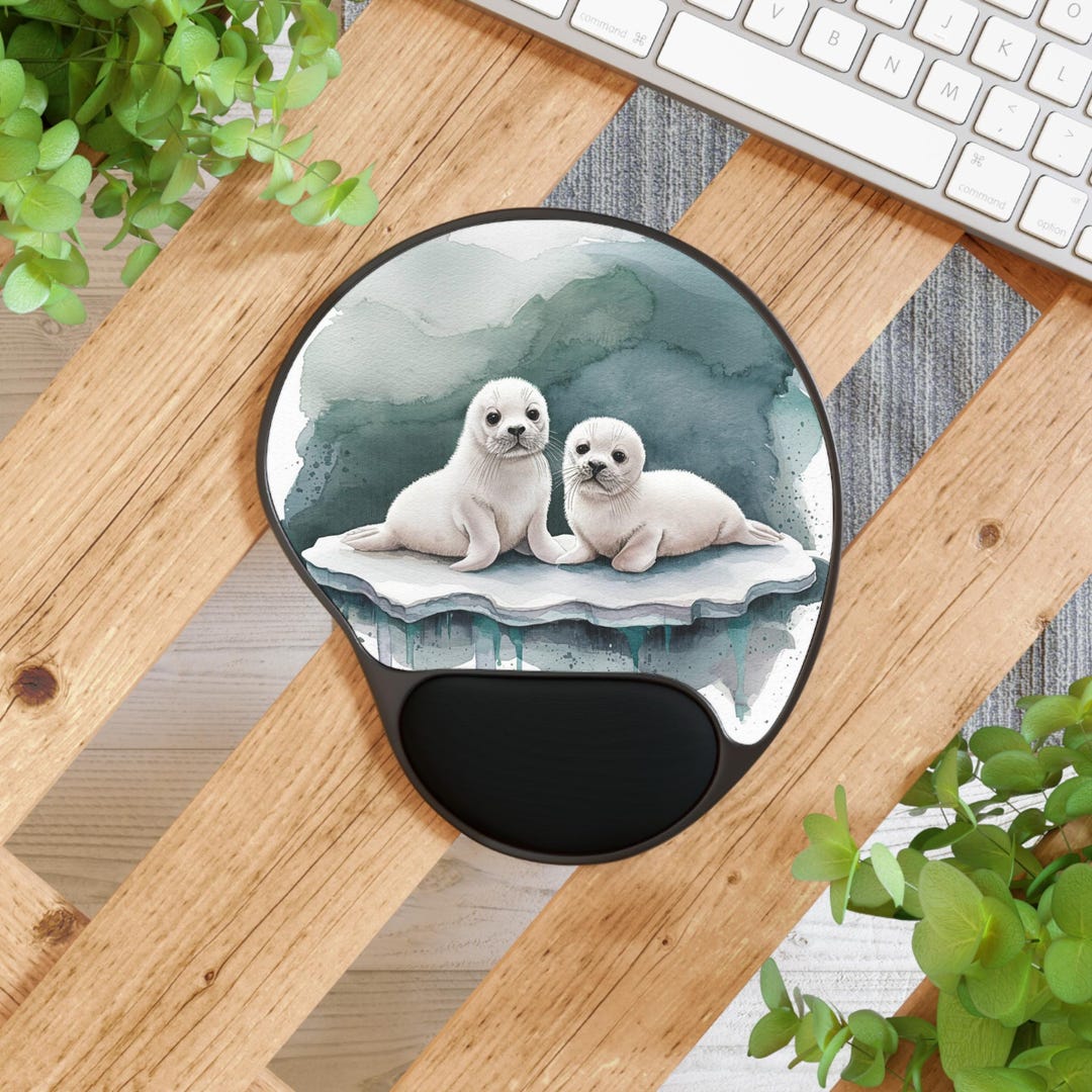 Cute Baby Seals Mouse Pad, Animal Lover Desk Mat, Seal Print Wrist ...