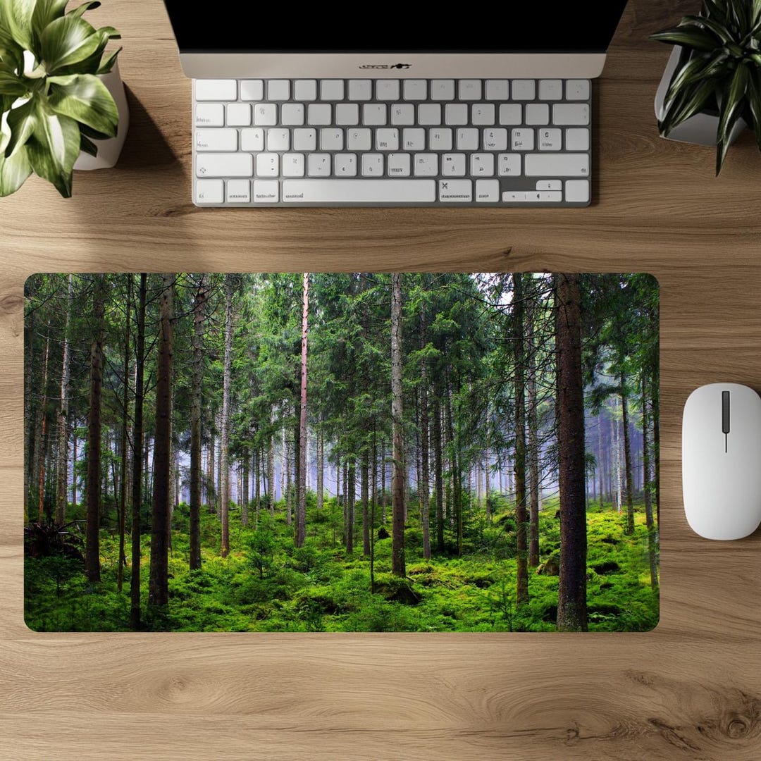 Green Forest Desk Mat, Nature Inspired Office Decor, Botanical ...