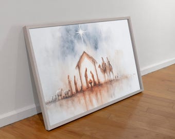 Nativity Scene Art Print Set: Watercolor Christmas Story (digital ...