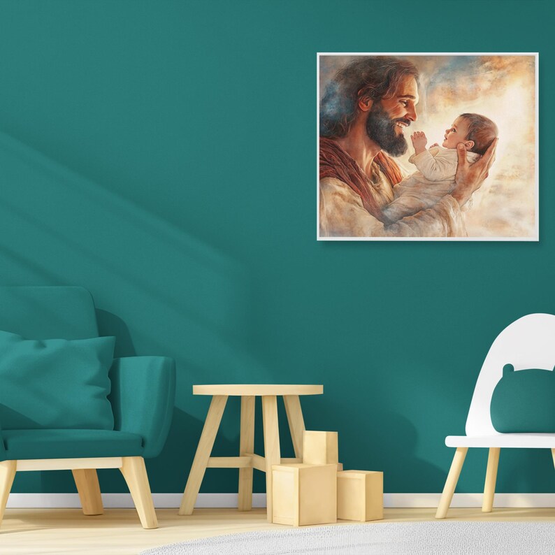 Jesus and Baby Art Print, Christian Nursery Decor (digital Download) - Etsy