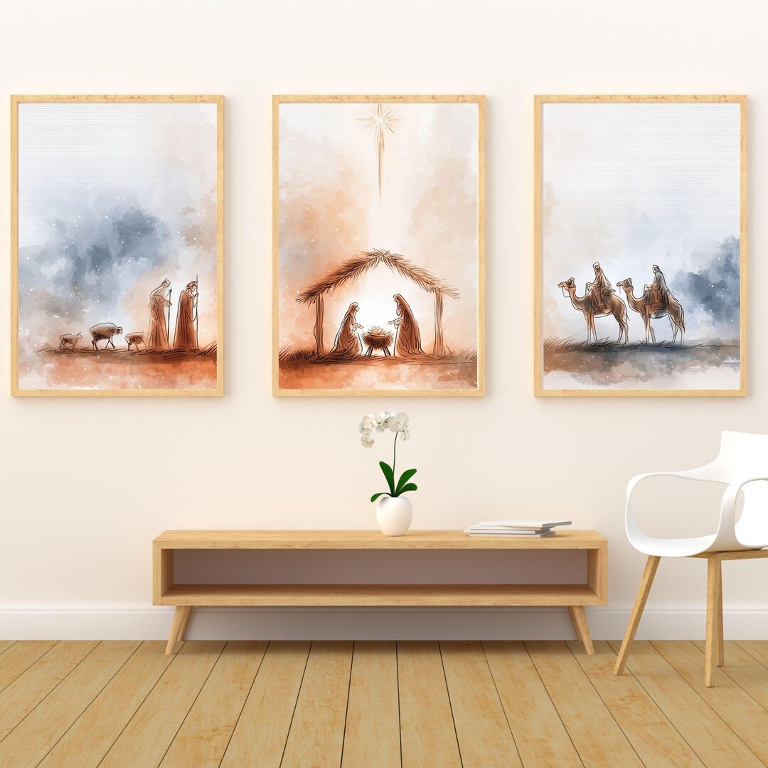 Nativity Triptych Wall Art Set of 3 - Etsy