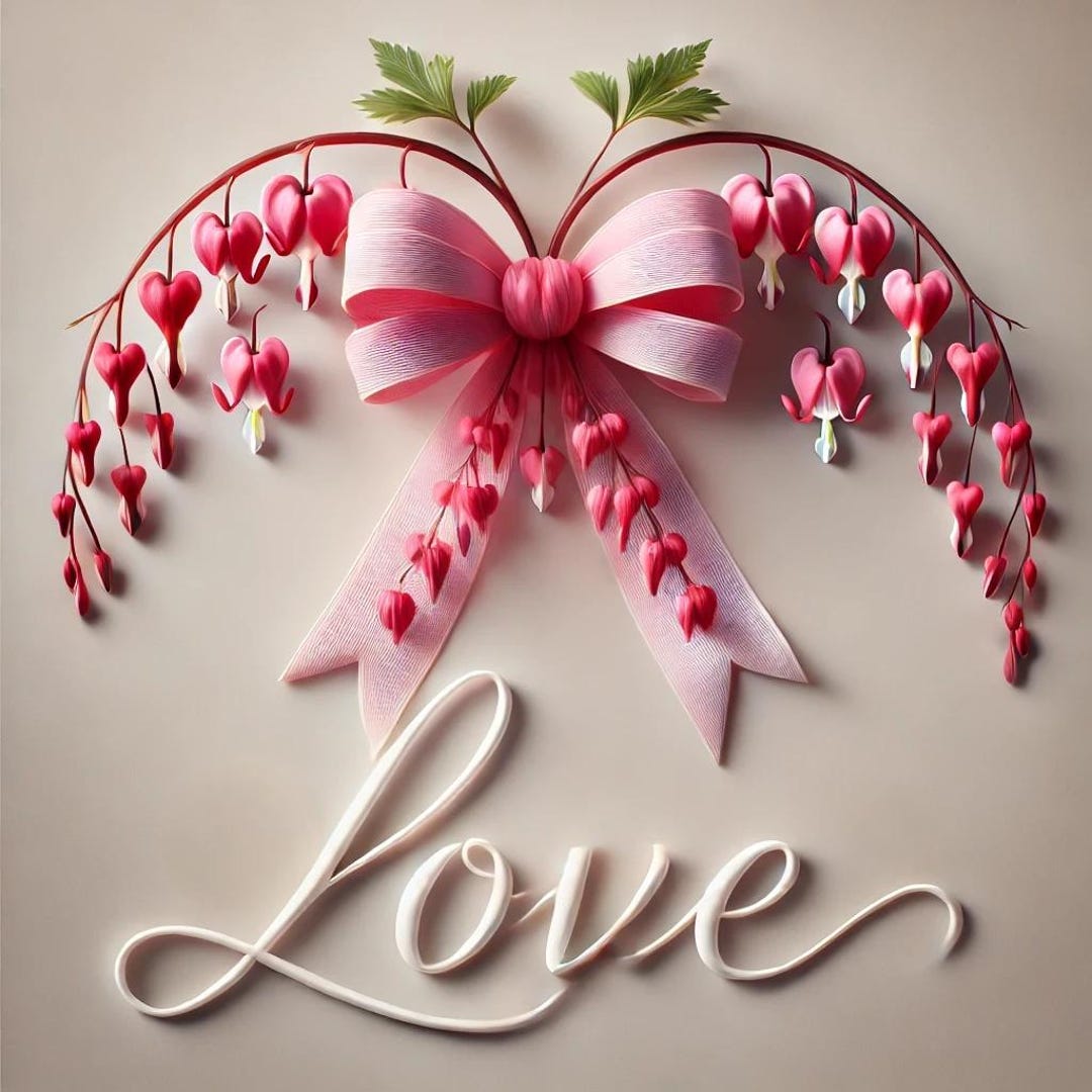 Bleeding Heart Bow With Love Script - Etsy