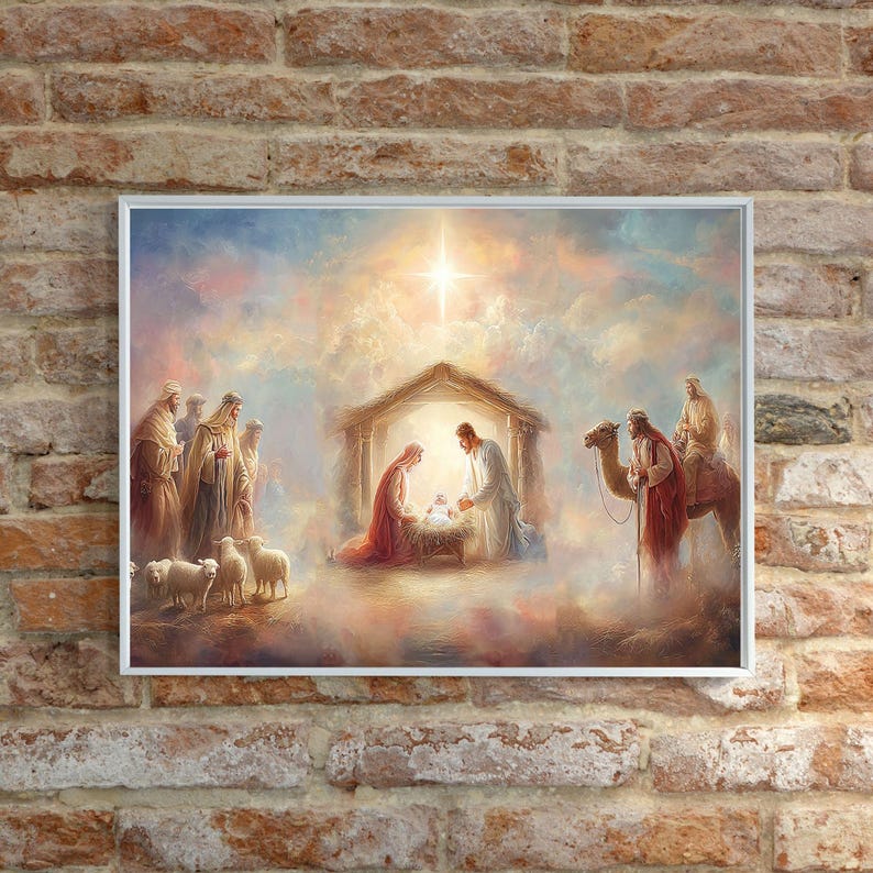 Nativity Scene Art Print Set: Watercolor Christmas Story (digital ...