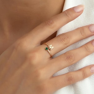 Handmade Rose Gold Initial Ring With Birthstone | Personalized Jewelry ...