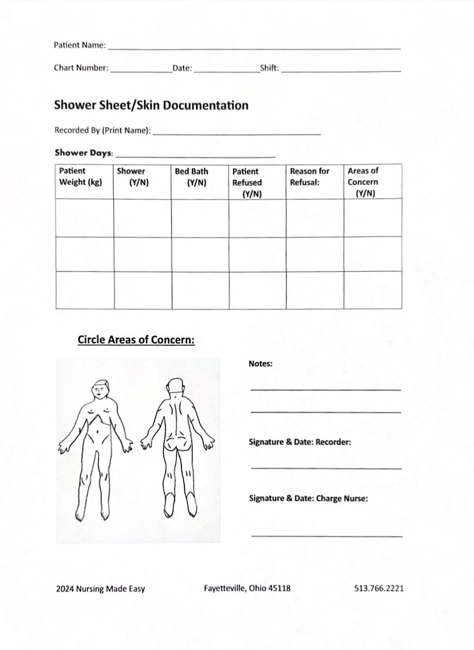 Shower Sheet/skin Documentation Form - Etsy
