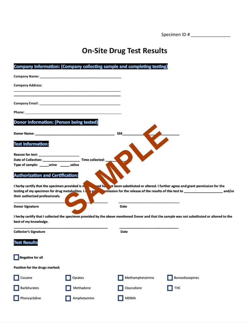 Drug Test Documentation Reporting Form - Etsy
