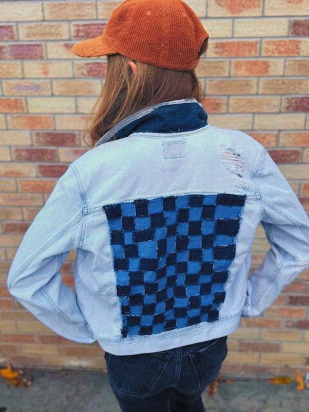 Denim Jacket, Jean Jacket, Upcycled Jacket, Applique Abstract ...