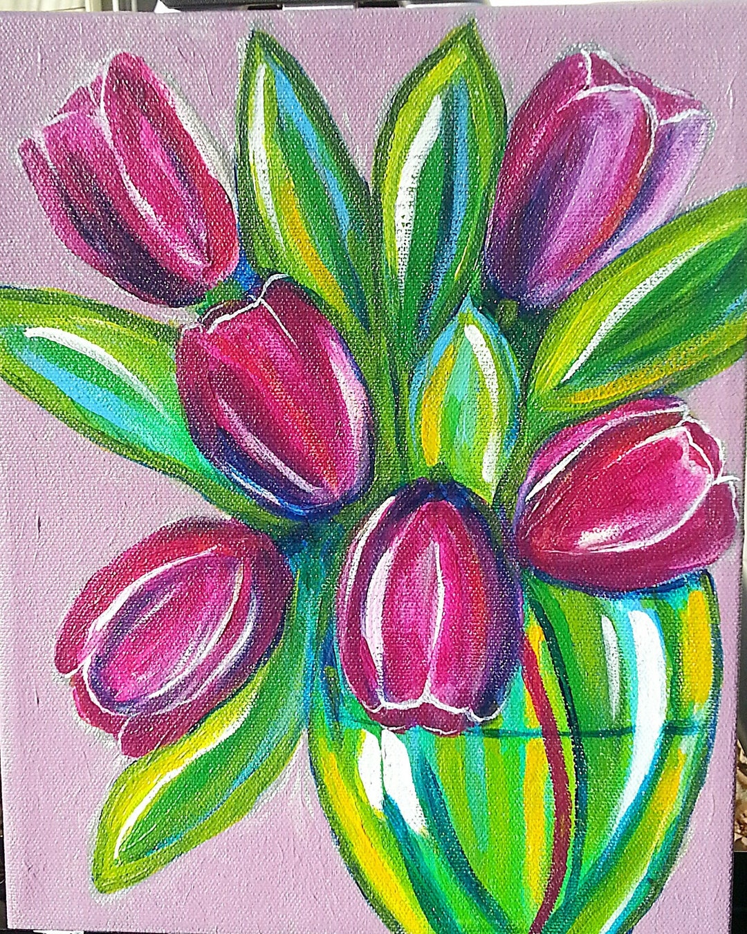 Tulip Acrylic Painting, Original Painting, Flower Painting on Canvas ...