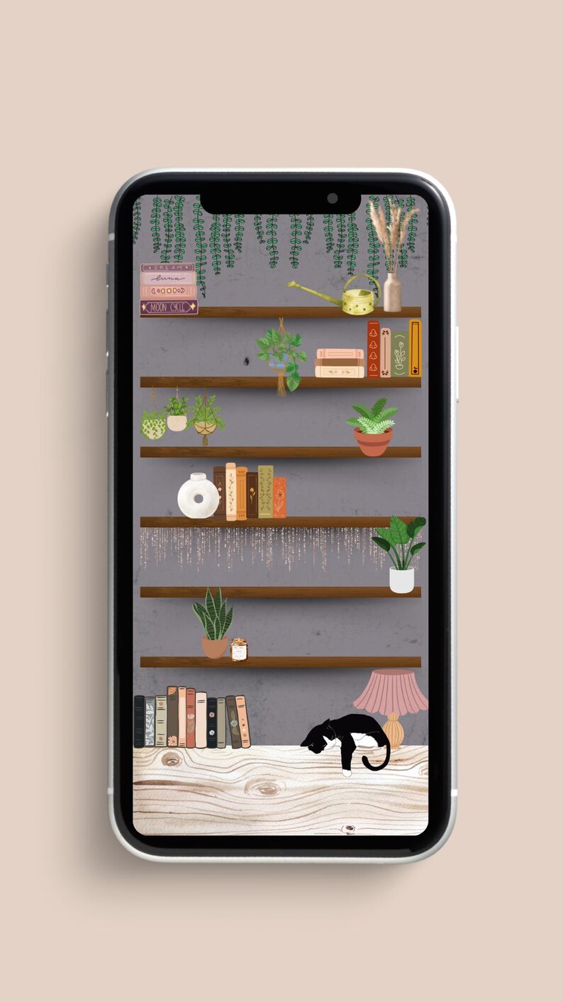 Ios 18 Bookshelf Wallpaper | Aesthetic Digital Download | Customizable ...