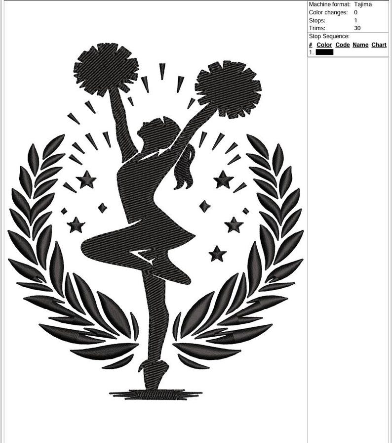 Cheer Embroidery Design 4 Sizes, Cheerleader Silhouette Wreath ...