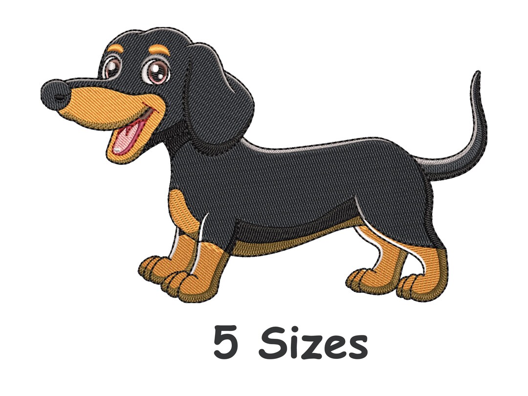 Dachshund Embroidery Design 5 Sizes, Cute Cartoon Wiener Dog Machine ...