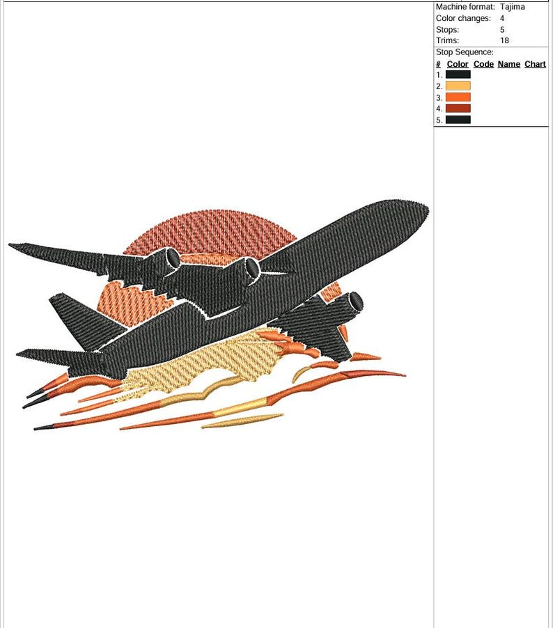 Plane Embroidery Design 5 Sizes, Airplane Machine Embroidery File ...