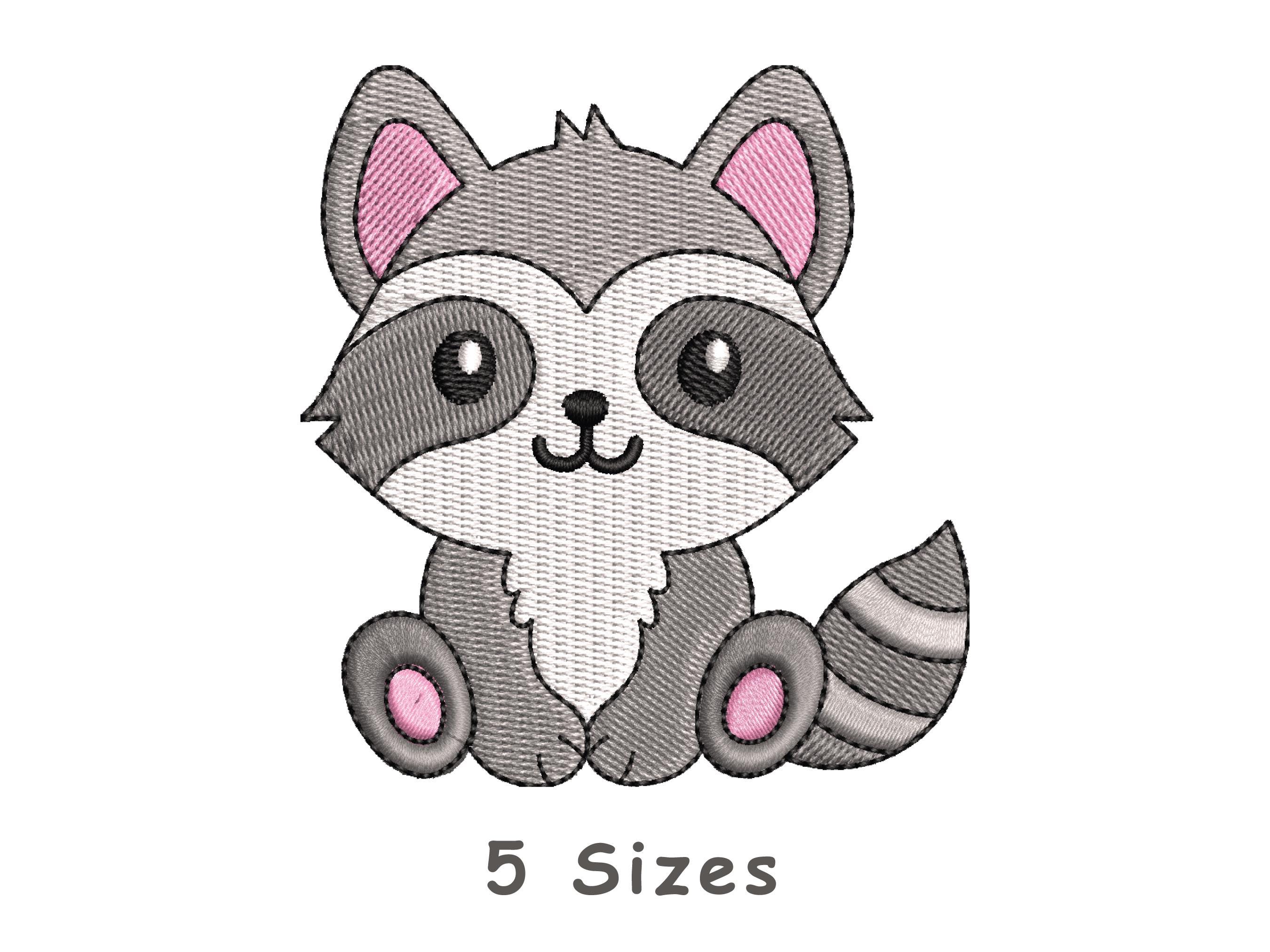 Cute Baby Racoon Embroidery Design, Cute Racoon Embroidery File, Pes ...