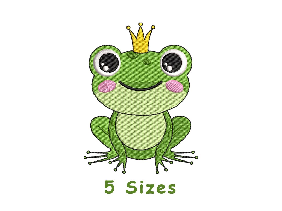 Cute Baby Queen Frog Embroidery Design - 5 Sizes - Crown Frog ...