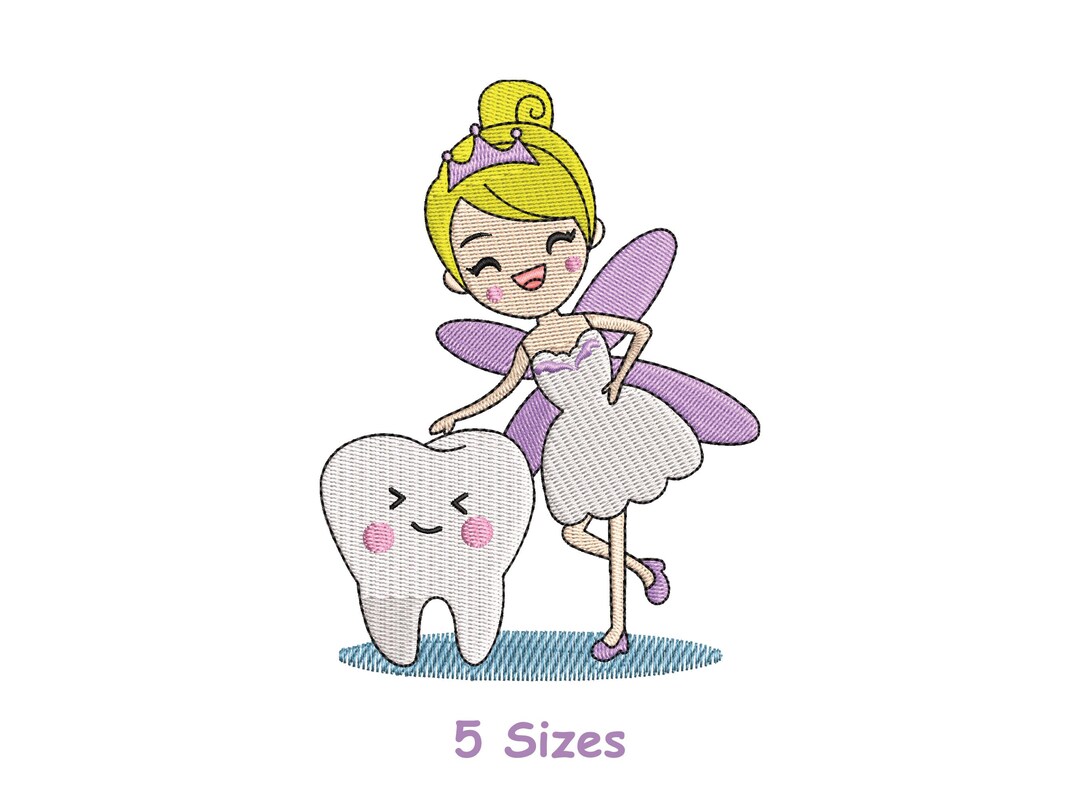 Tooth Fairy Machine Embroidery Design 5 Sizes - Tooth Embroidery Design ...