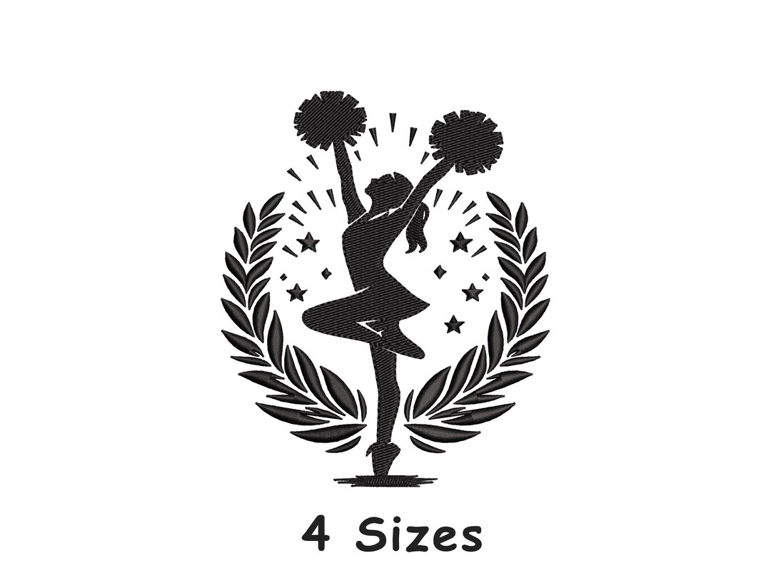 Cheer Embroidery Design 4 Sizes, Cheerleader Silhouette Wreath ...