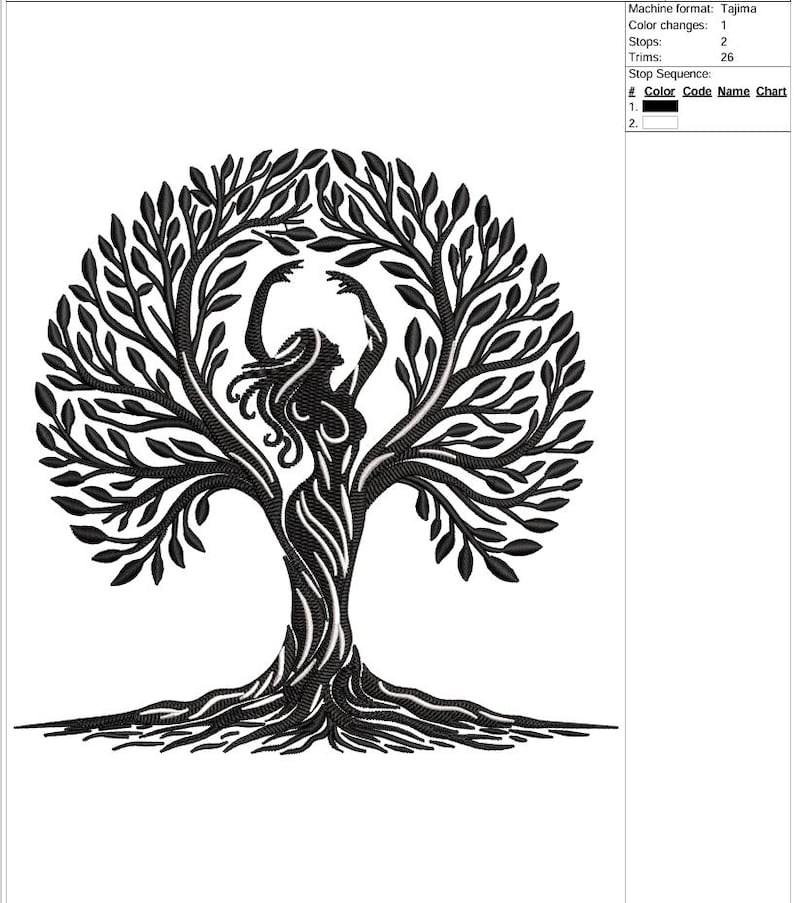 Oak Mother Earth Tree Embroidery Design 4 Sizes, Sacred Feminine Tree ...