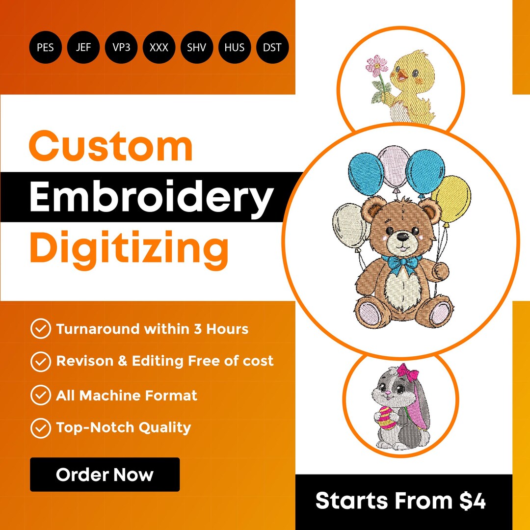 Custom Embroidery Digitizing Service: Logo & Image - Etsy