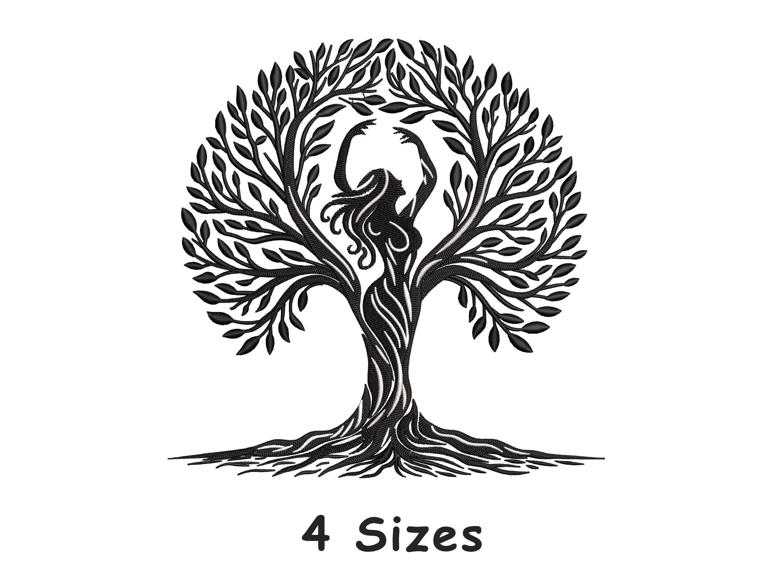 Oak Mother Earth Tree Embroidery Design 4 Sizes, Sacred Feminine Tree ...