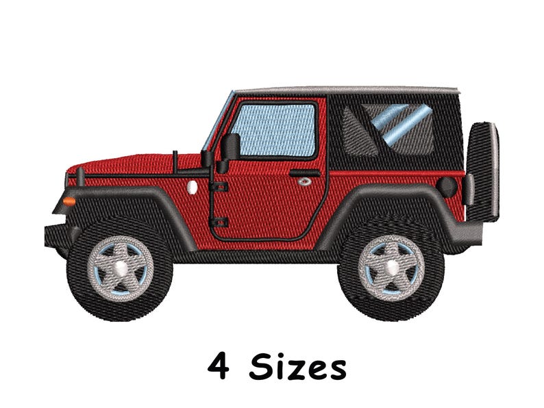 Jeep Embroidery Design 4 Sizes, Off-road Vehicle Machine Embroidery ...