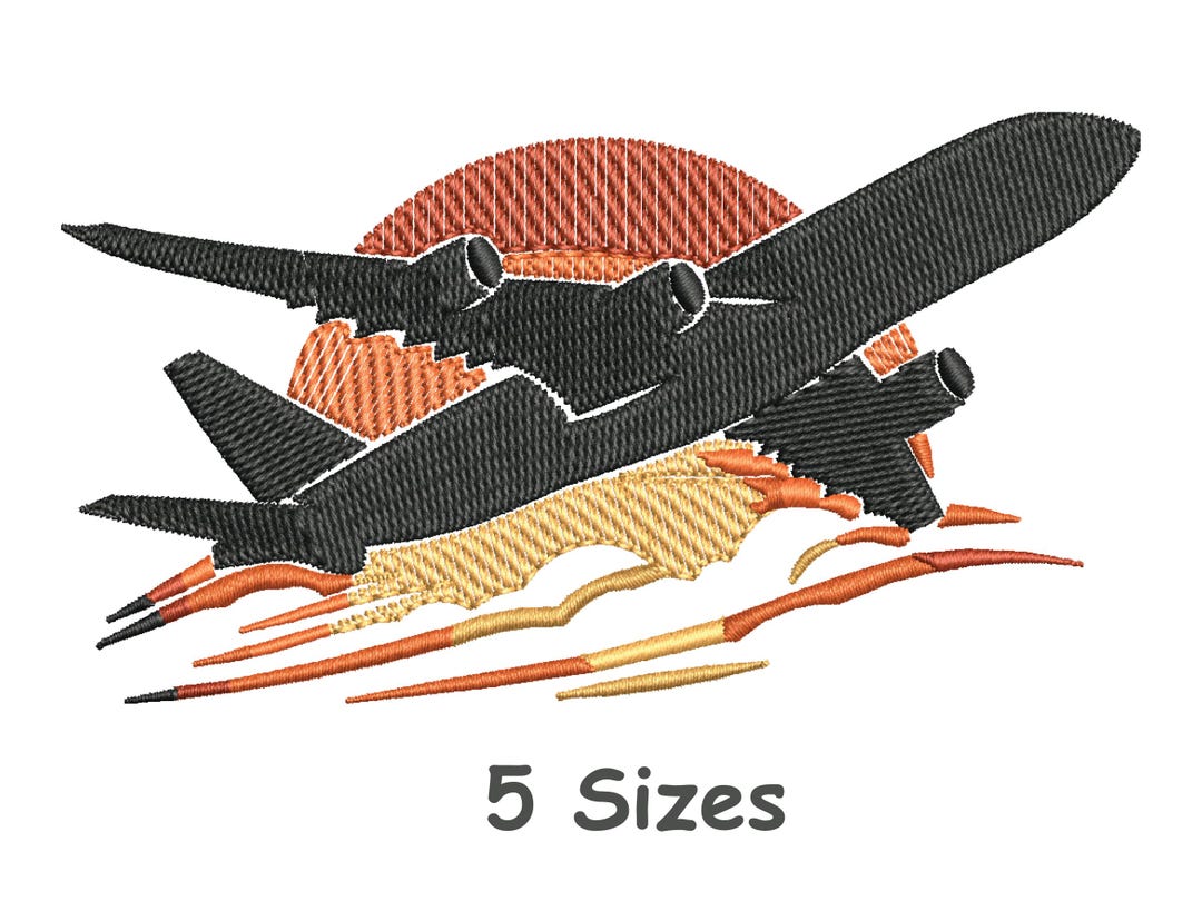 Plane Embroidery Design 5 Sizes, Airplane Machine Embroidery File ...