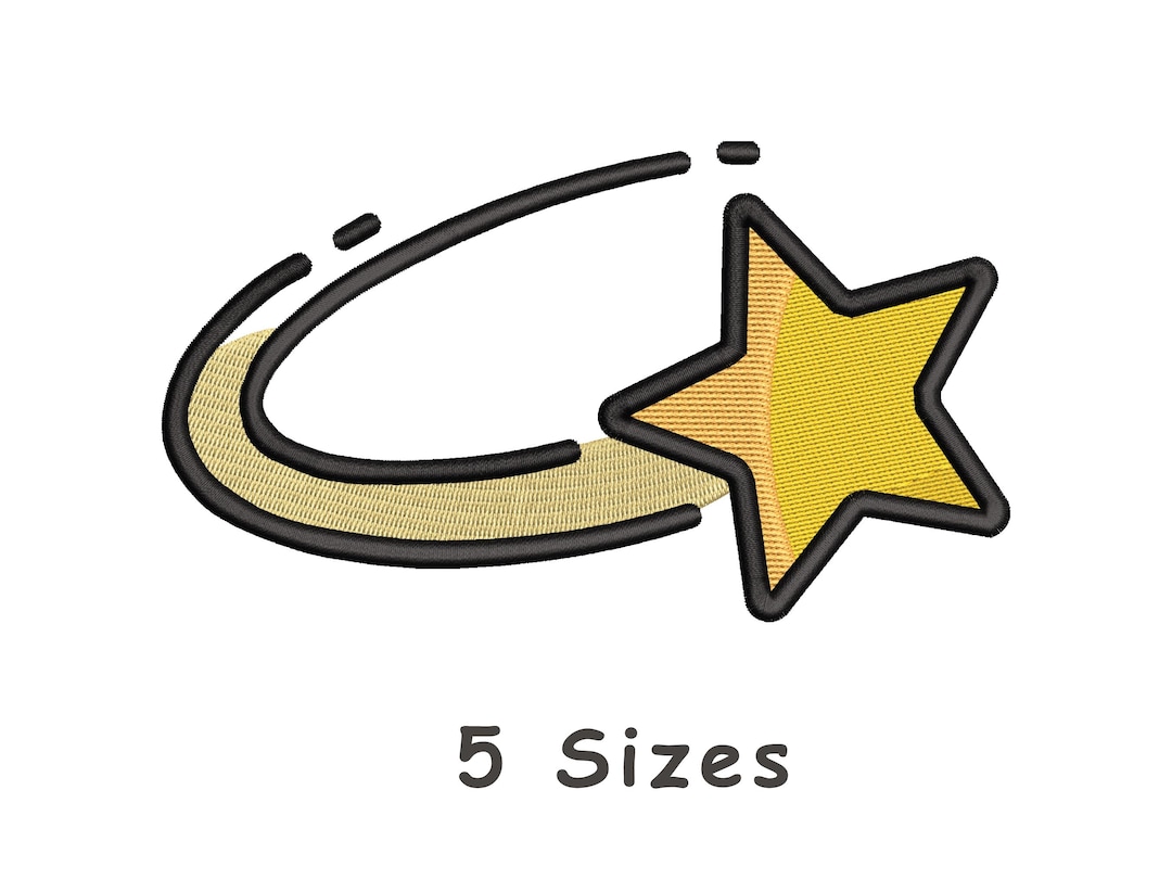 Shooting Star Embroidery Design 5 Sizes, Star Machine Embroidery. Star ...