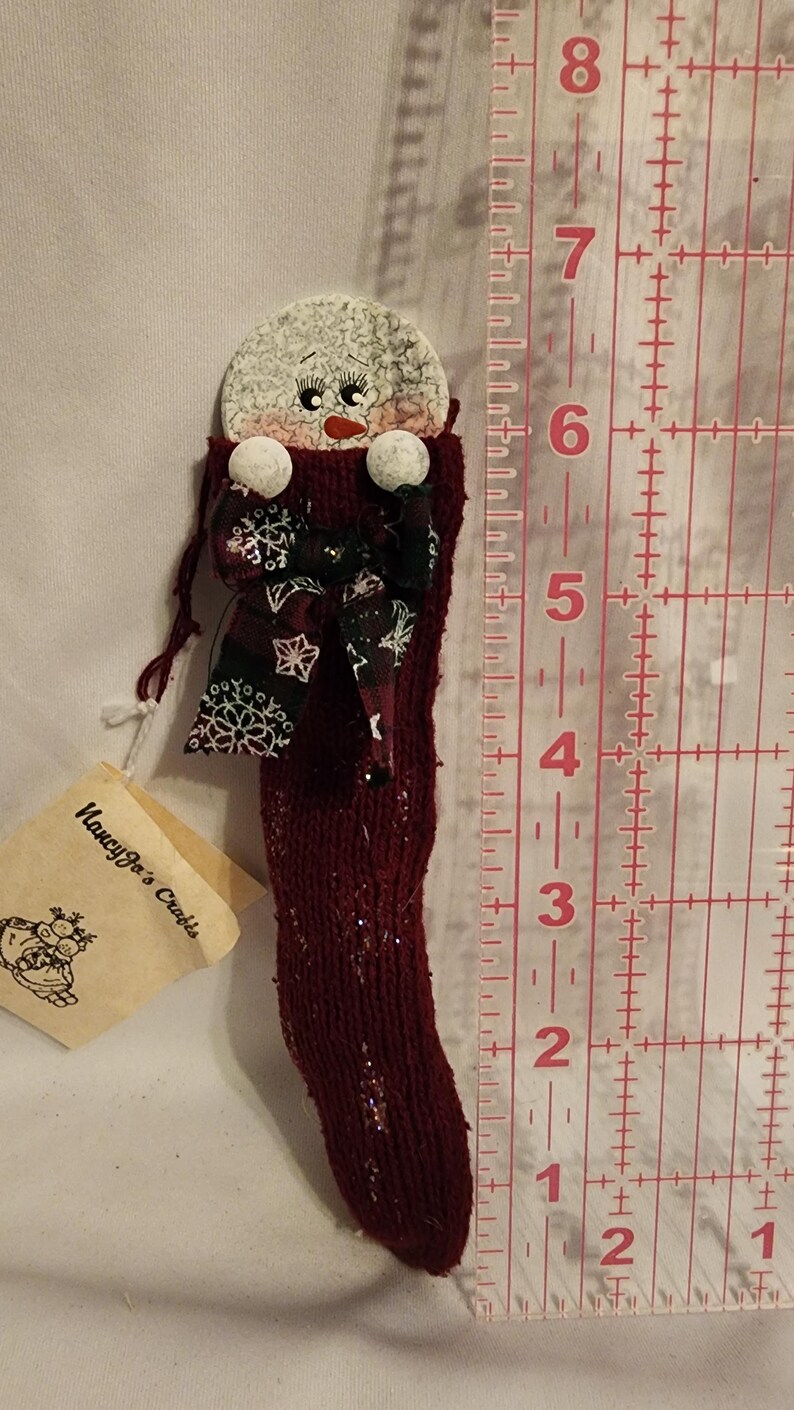 Snowman in Stocking - Vintage 90s Christmas Stocking Ornament- Original ...