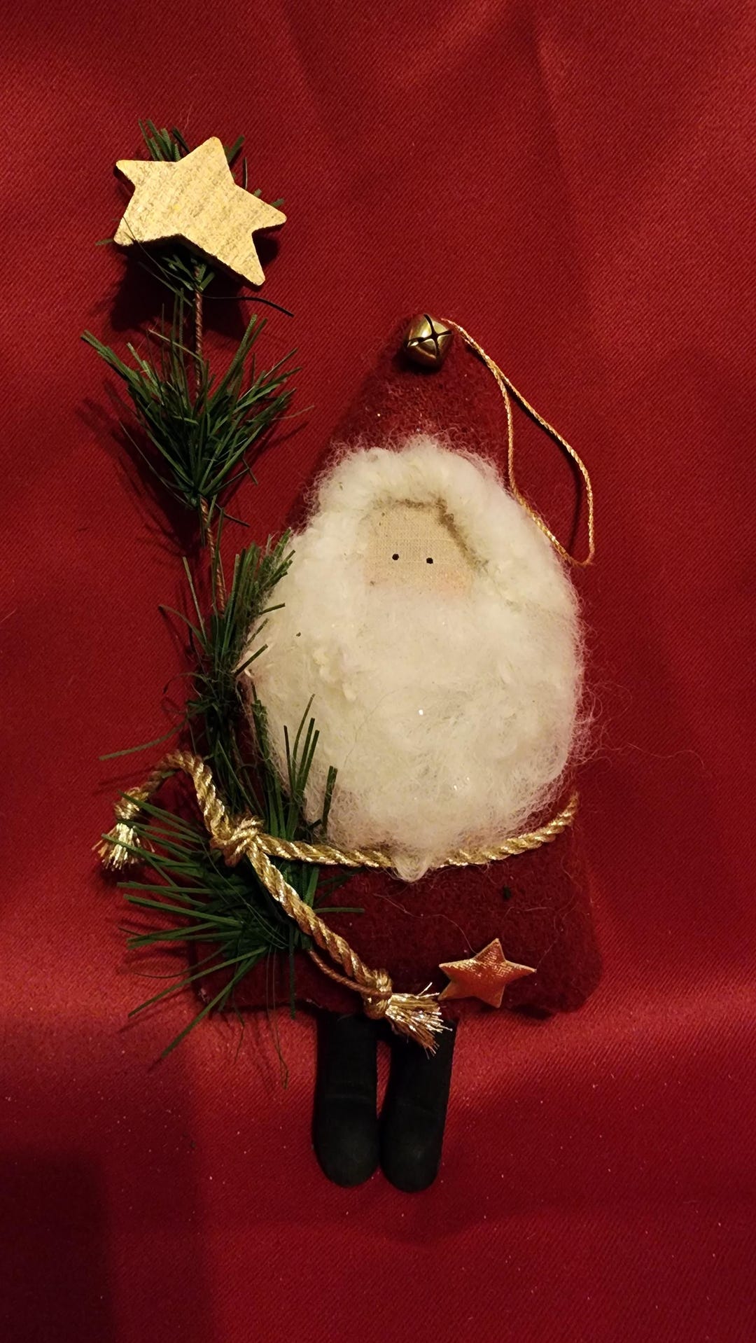 Triangle Santa Claus With Star and Tree - Cute Vintage 90s Christmas ...