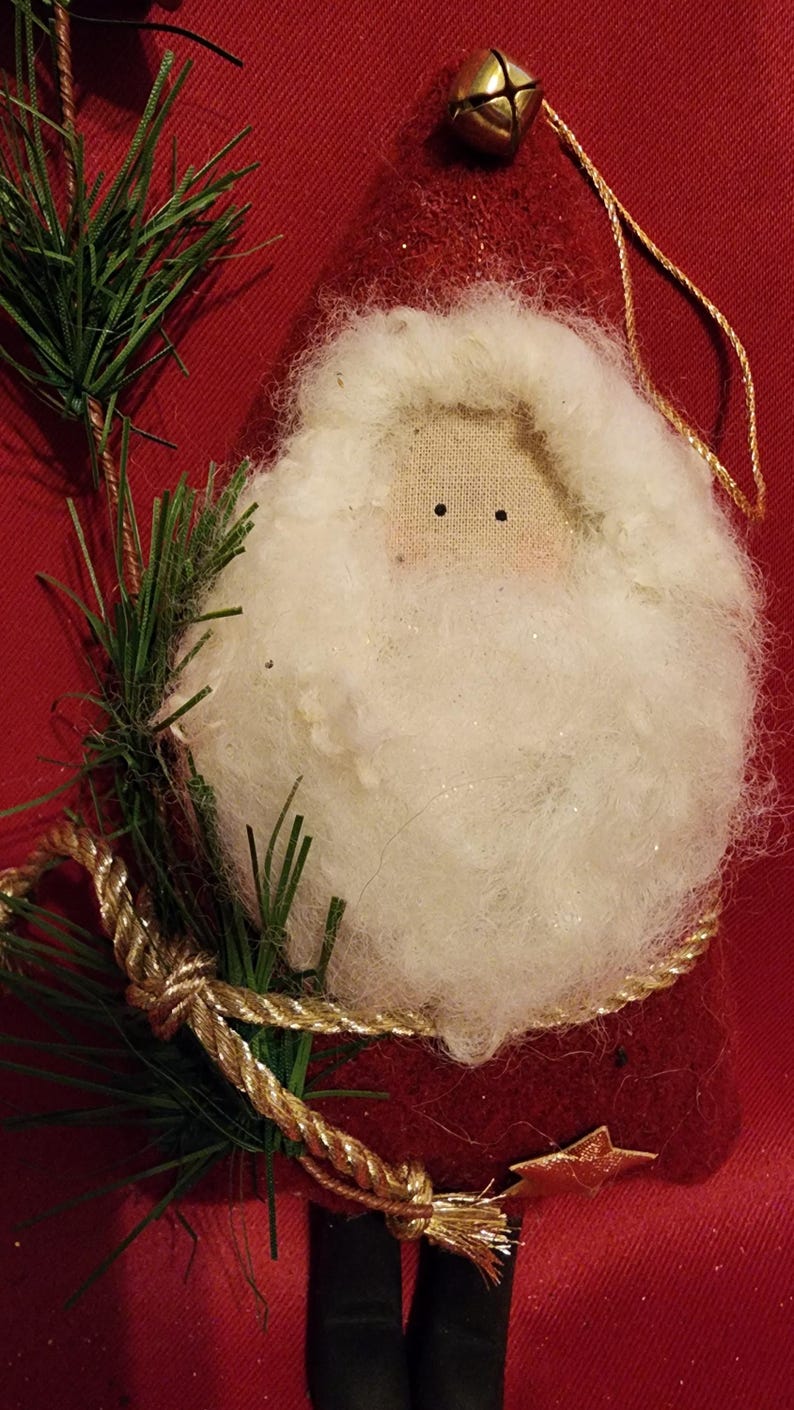 Triangle Santa Claus With Star and Tree - Cute Vintage 90s Christmas ...