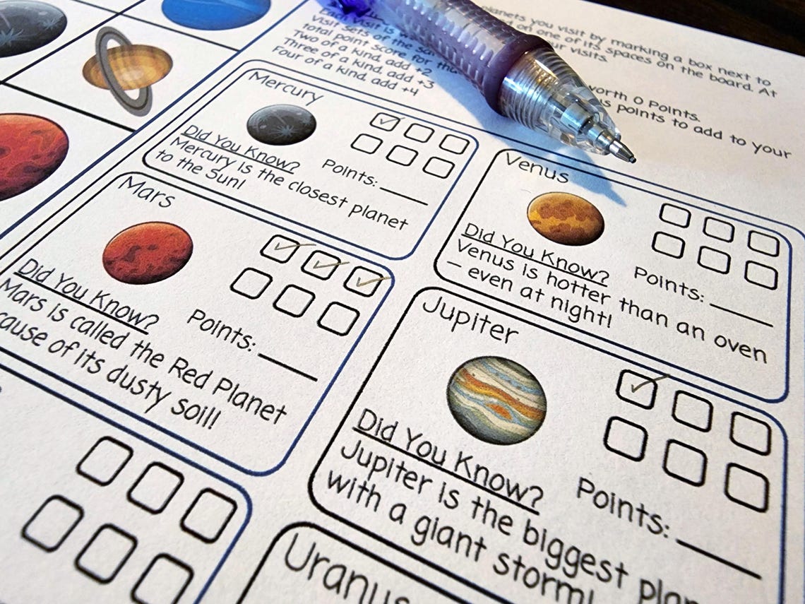 Planet Hop Printable STEM Game: Kids Ages 6-10 (PDF) - Etsy