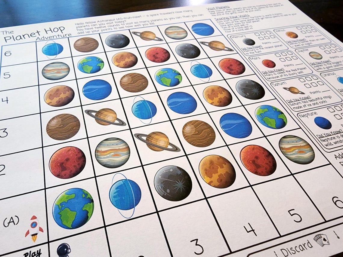 Planet Hop Printable STEM Game: Kids Ages 6-10 (PDF) - Etsy