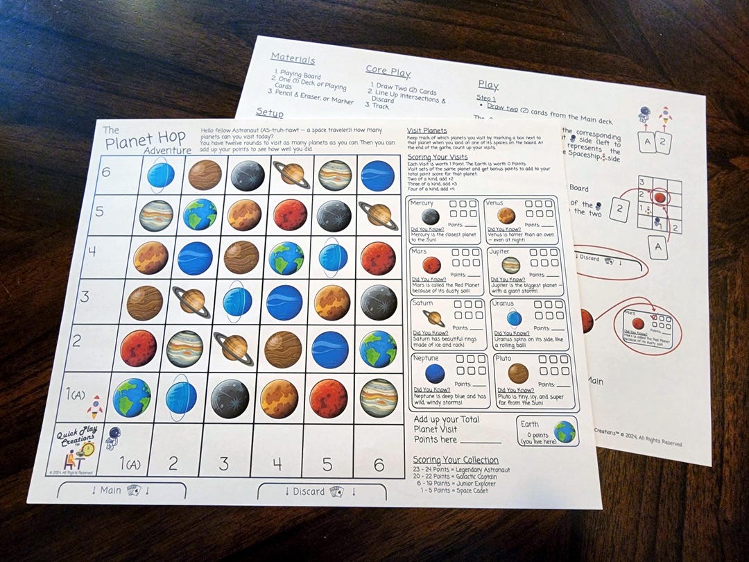 Planet Hop Printable STEM Game: Kids Ages 6-10 (PDF) - Etsy