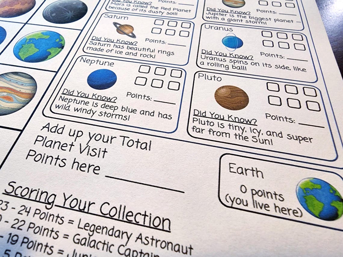 Planet Hop Printable STEM Game: Kids Ages 6-10 (PDF) - Etsy