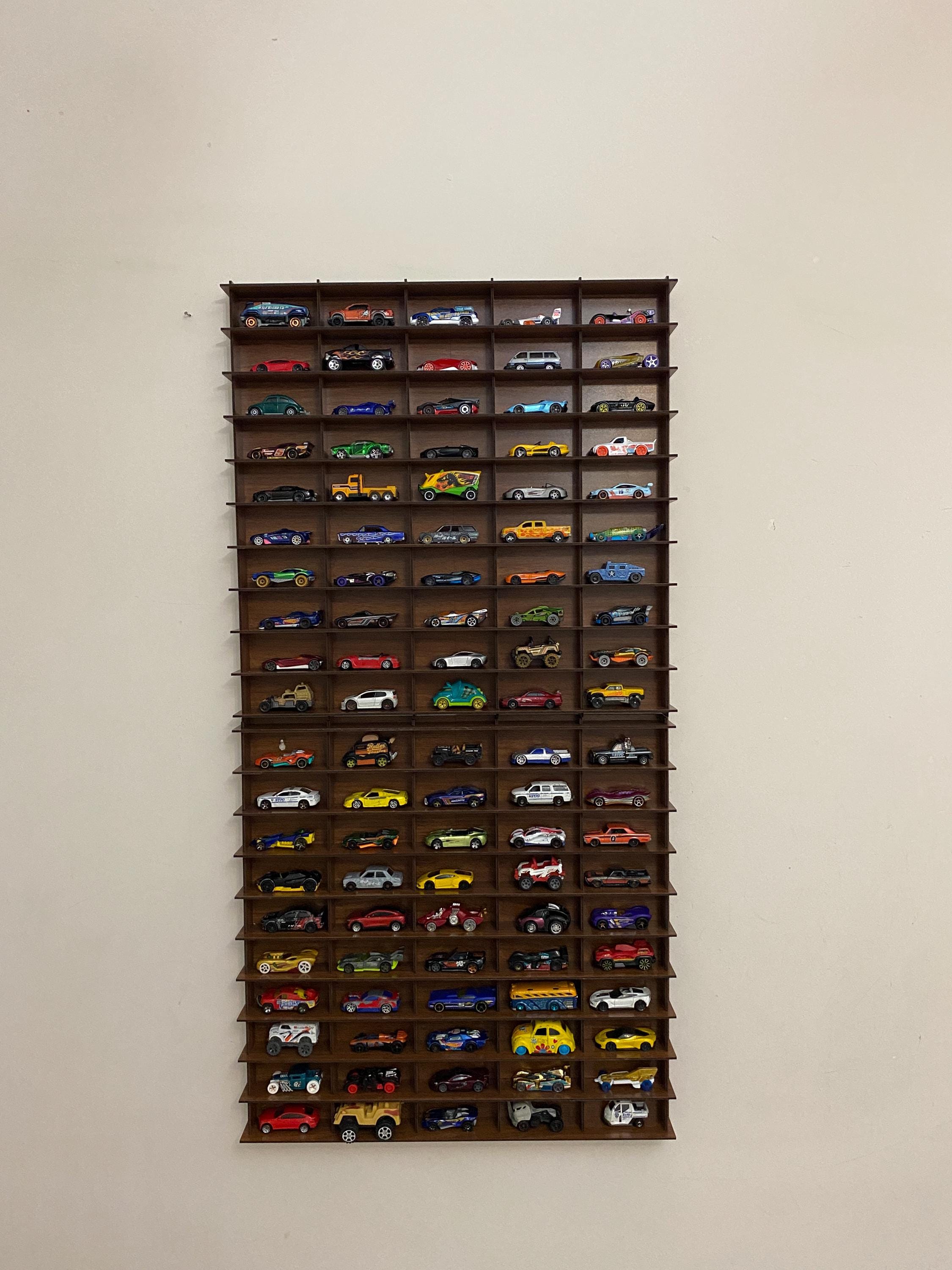 Walnut Toy Car Storage for 100 Cars, Wall Mounted Car Rack/shelf ...