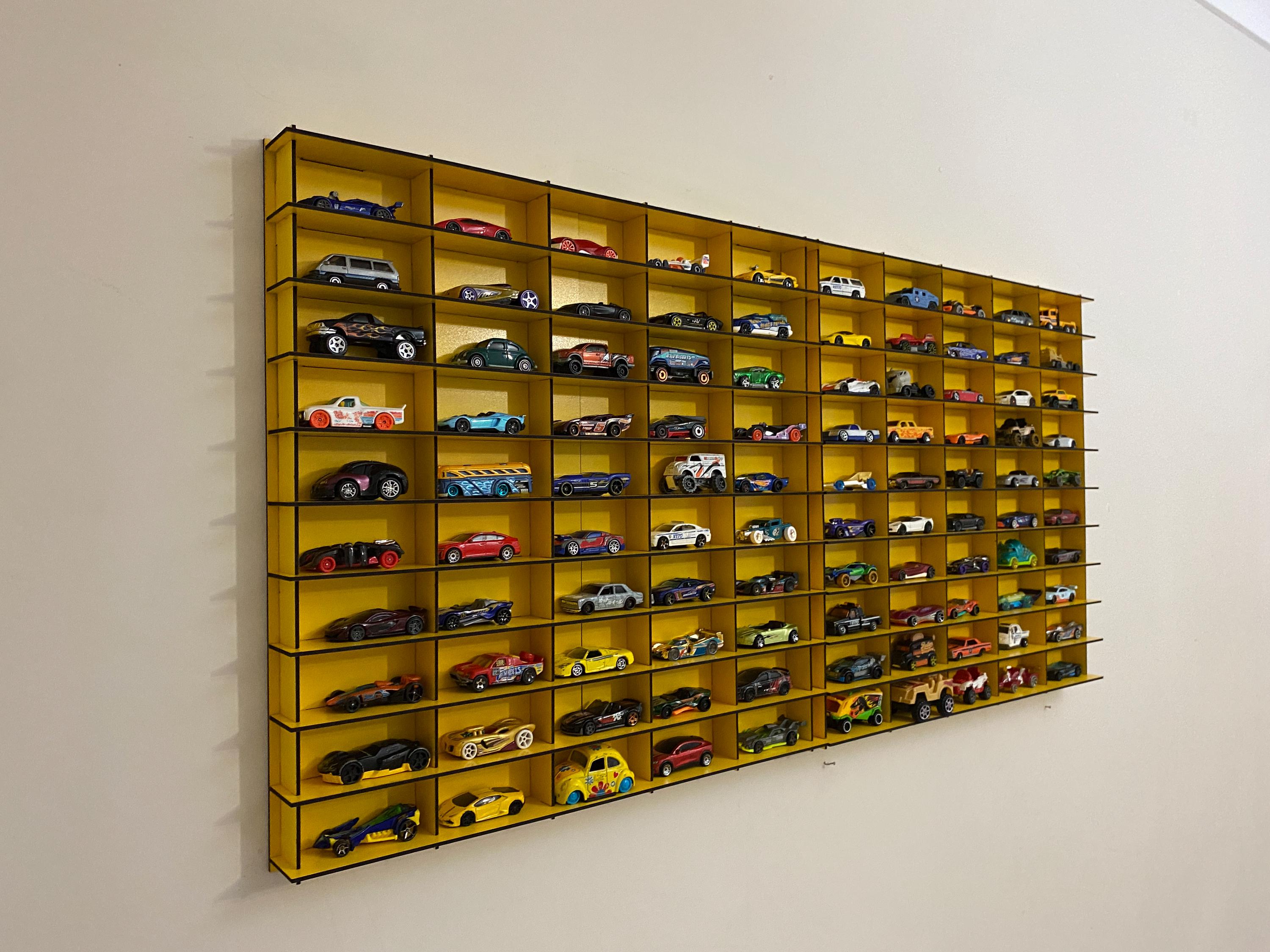 Yellow Toy Car Storage for 100 Cars, Wall Mounted Car Rack/shelf ...