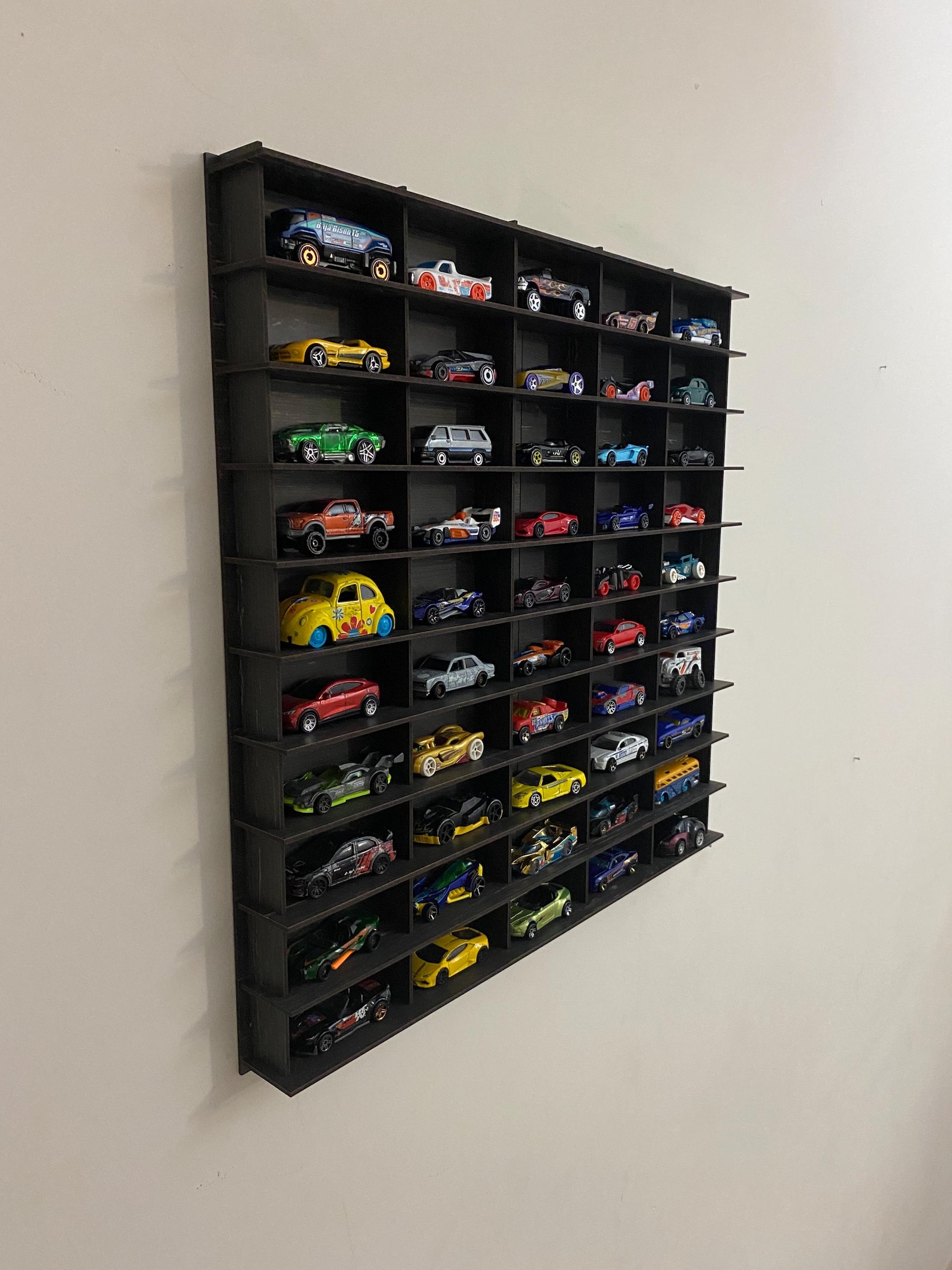 Black Toy Car Storage for 50 Cars, Wall Mounted Car Rack/shelf ...