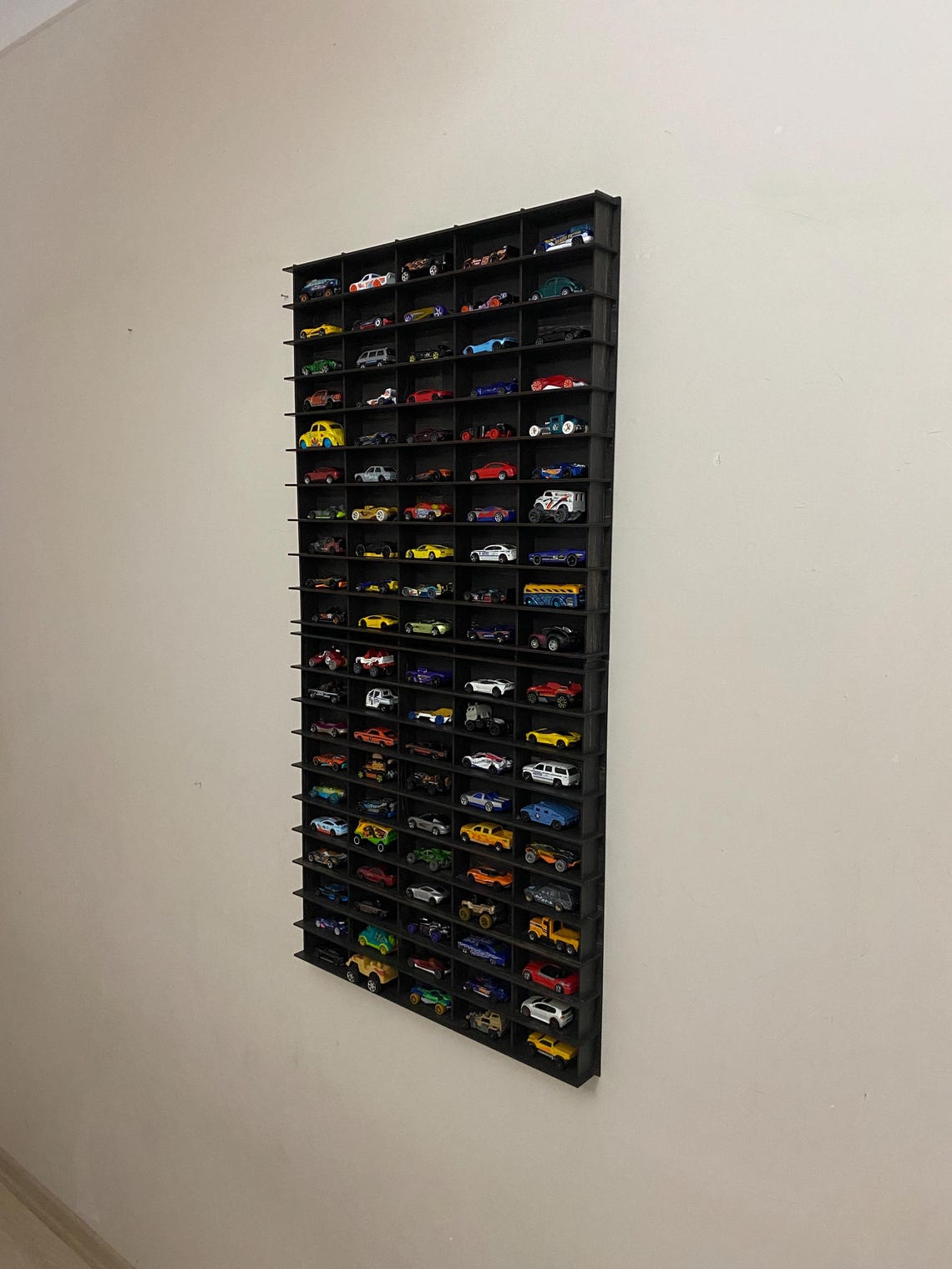 Old Black Toy Car Storage for 100 Cars, Wall Mounted Car Rack/shelf ...