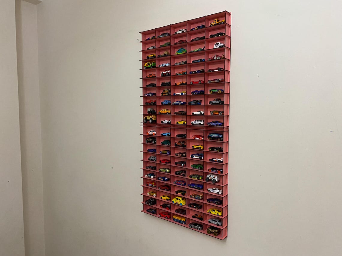 Pink Toy Car Storage for 100 Cars, Wall Mounted Car Rack/shelf ...
