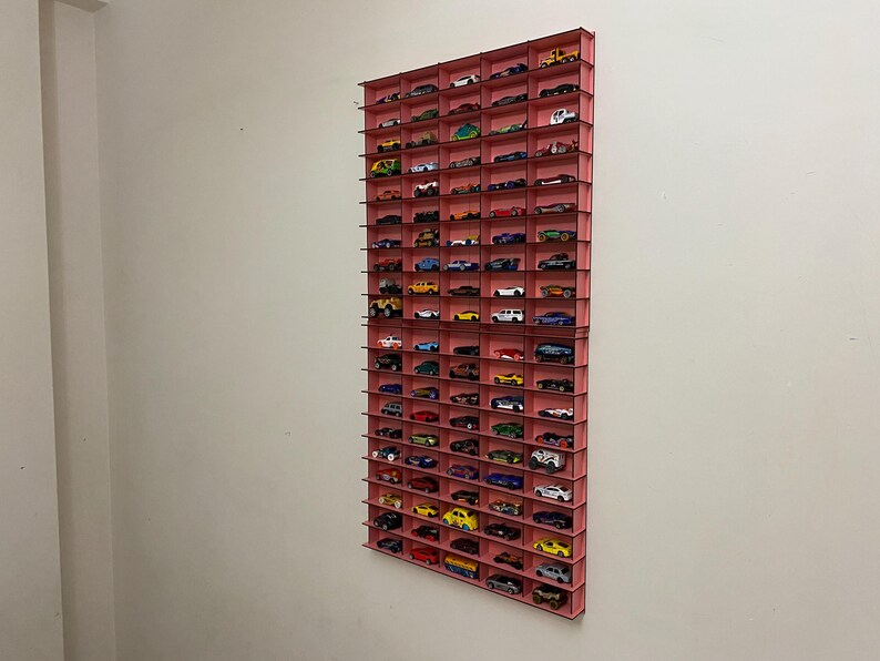 Pink Toy Car Storage for 100 Cars, Wall Mounted Car Rack/shelf ...