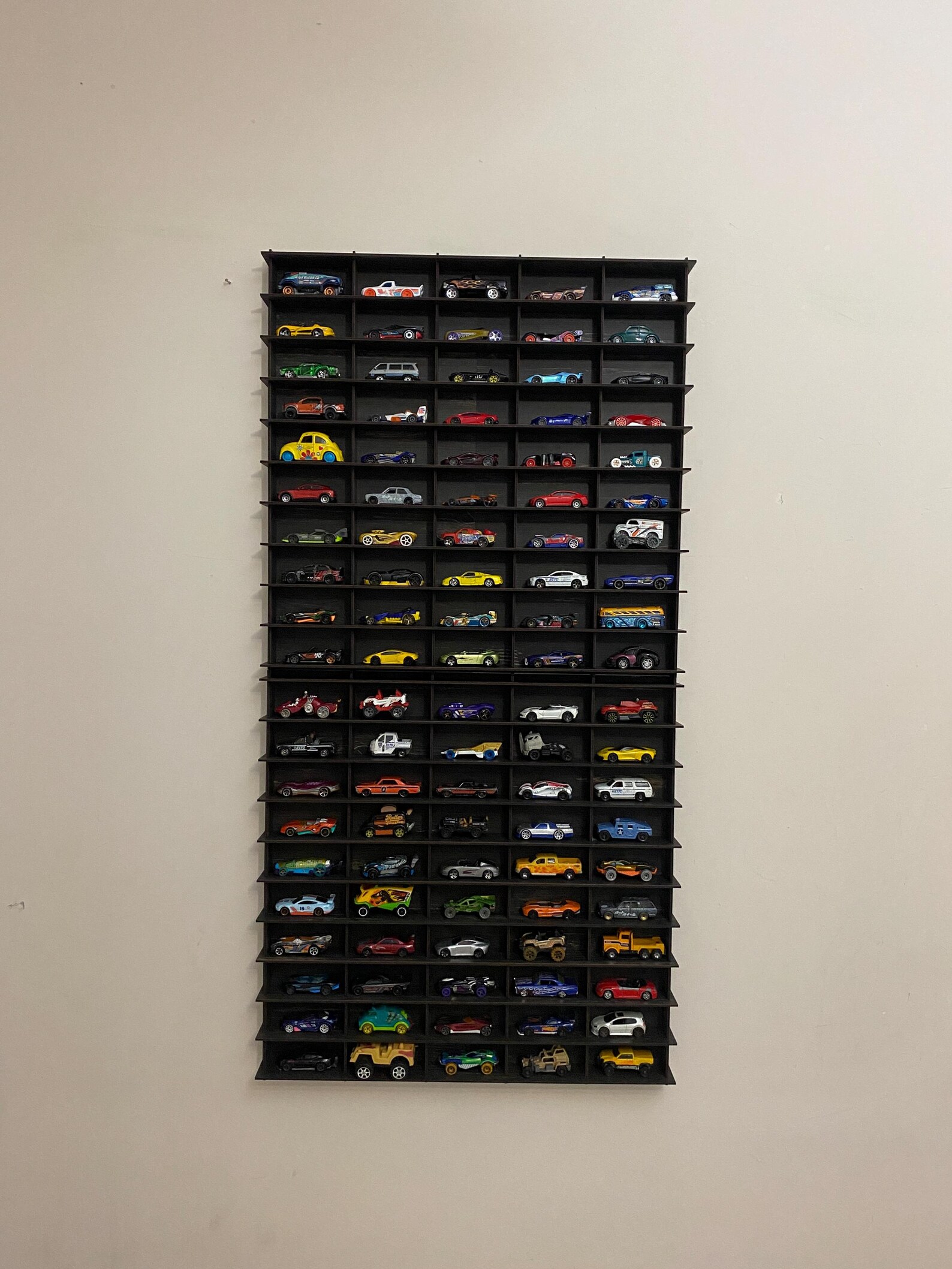 Old Black Toy Car Storage for 100 Cars, Wall Mounted Car Rack/shelf ...