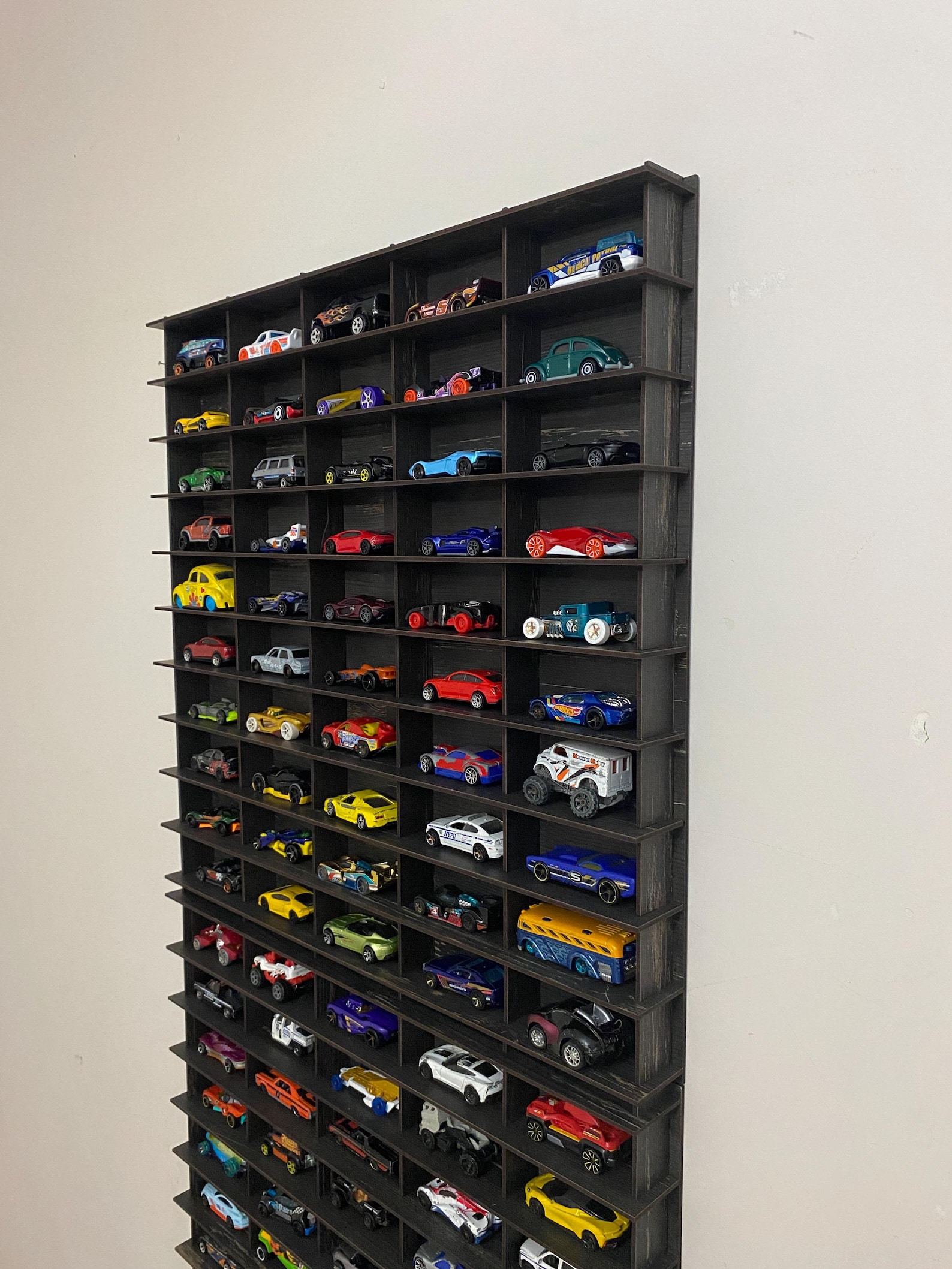 Old Black Toy Car Storage for 100 Cars, Wall Mounted Car Rack/shelf ...