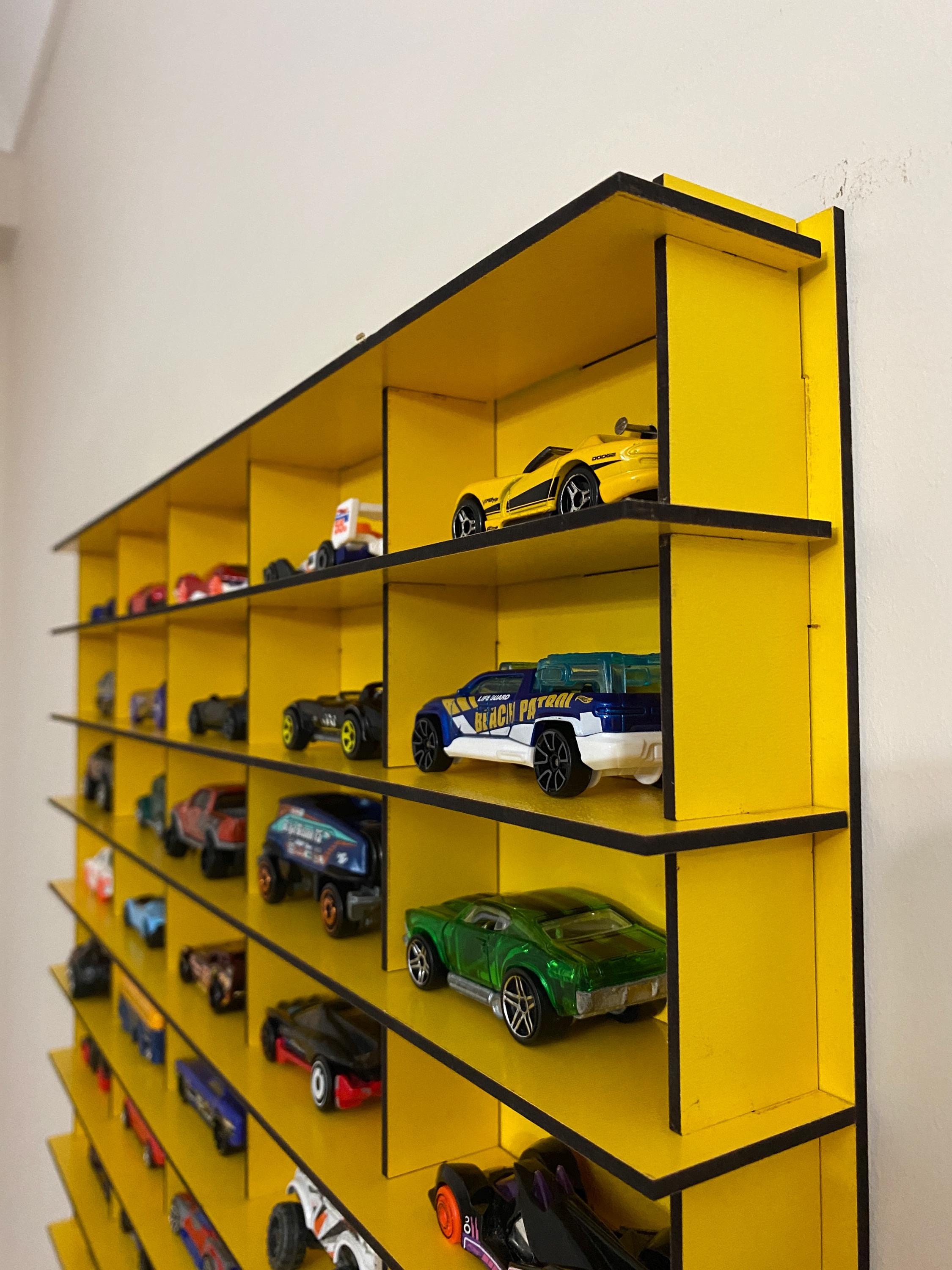 Yellow Toy Car Storage for 100 Cars, Wall Mounted Car Rack/shelf ...