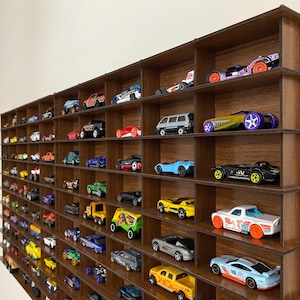 Walnut Toy Car Storage for 100 Cars, Wall Mounted Car Rack/shelf ...
