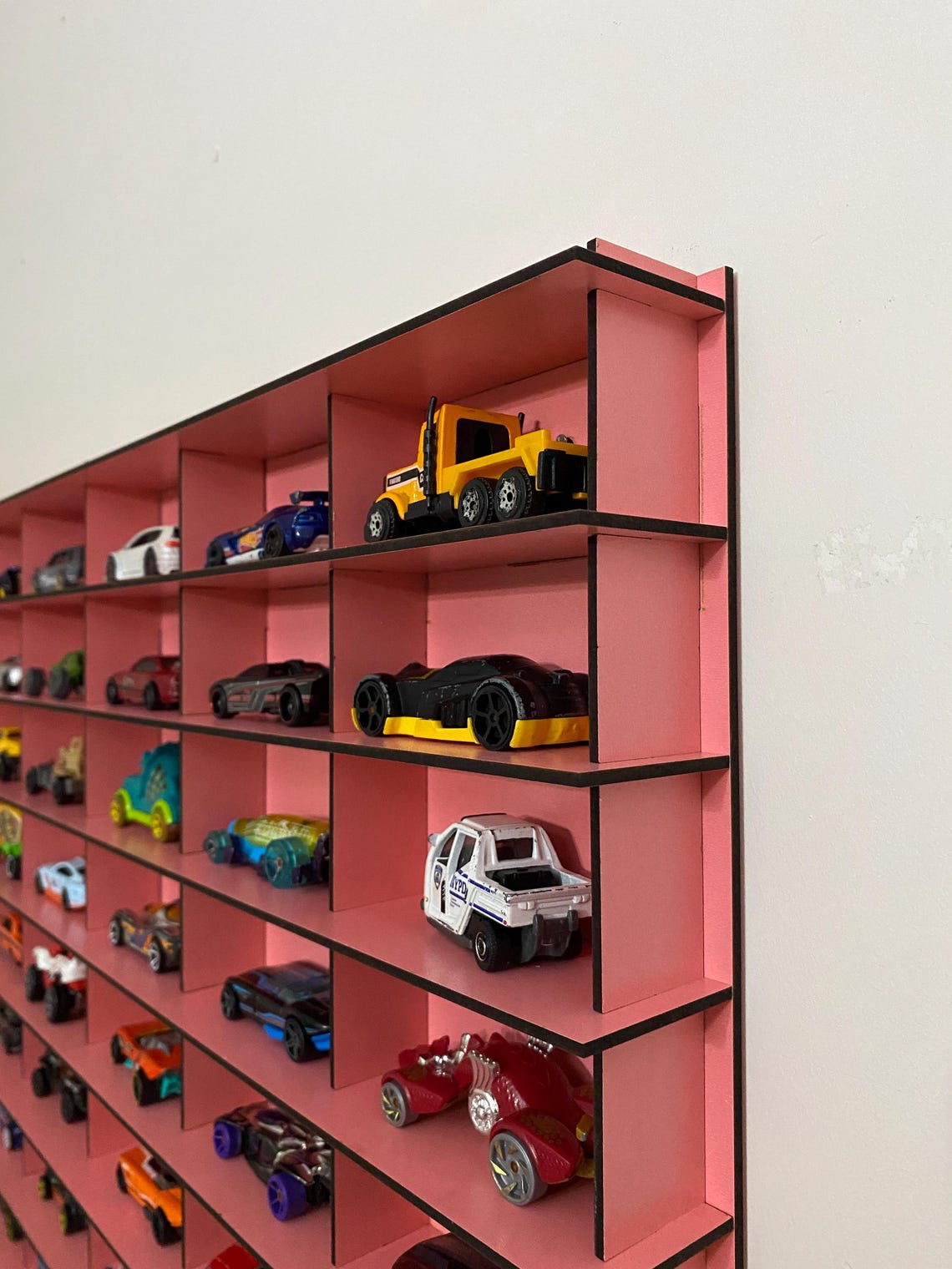 Pink Toy Car Storage for 100 Cars, Wall Mounted Car Rack/shelf ...
