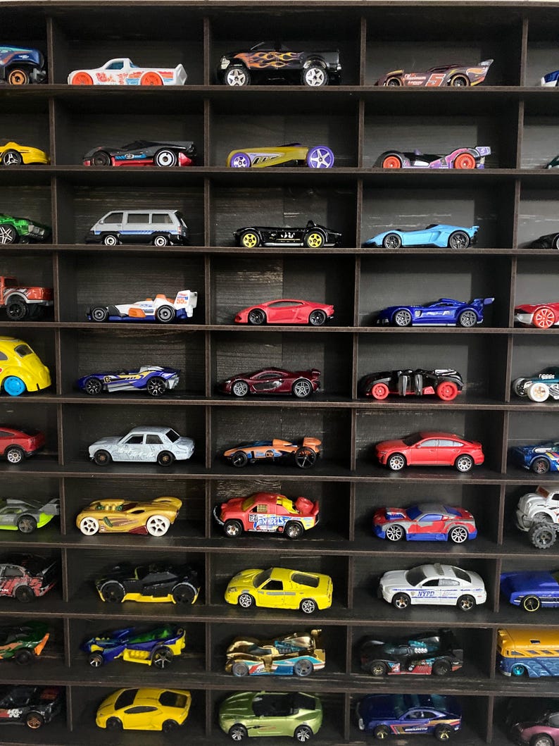 Black Toy Car Storage for 50 Cars, Wall Mounted Car Rack/shelf ...